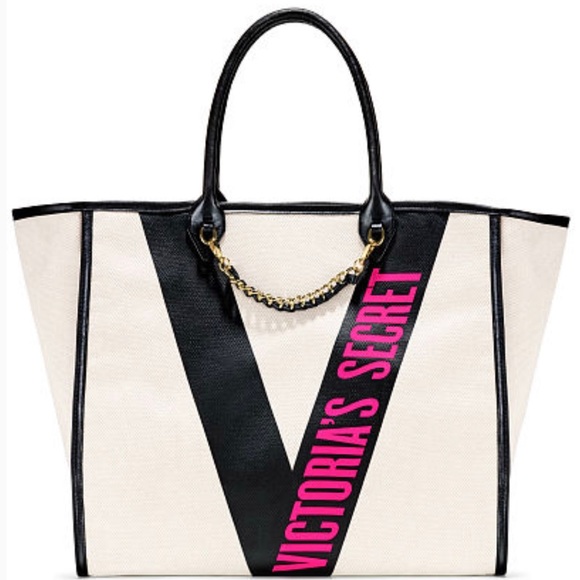 Victoria's Secret | Bags | Victorias Secret Graphic Ribbon Cream And ...
